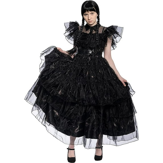 Costume Agent Wednesday Prom Dress and Wig Deluxe Set Halloween Costume ...