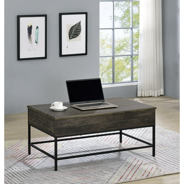 Multi Functional Lift Top Coffee Table with Large Storage Space Industrial Computer Desk with Sturdy Metal Frame Home Study Table with Adjustable