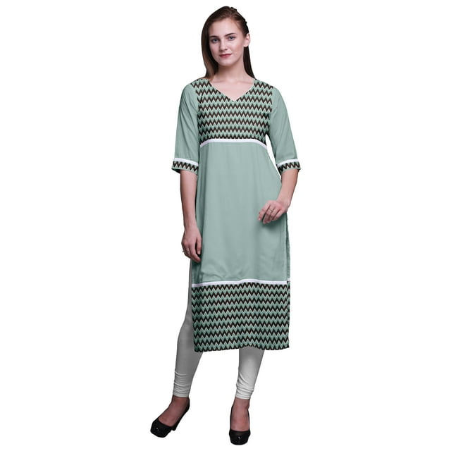Bimba Panel Straight Kurtis For Women Long Kurti Dress Printed Indian