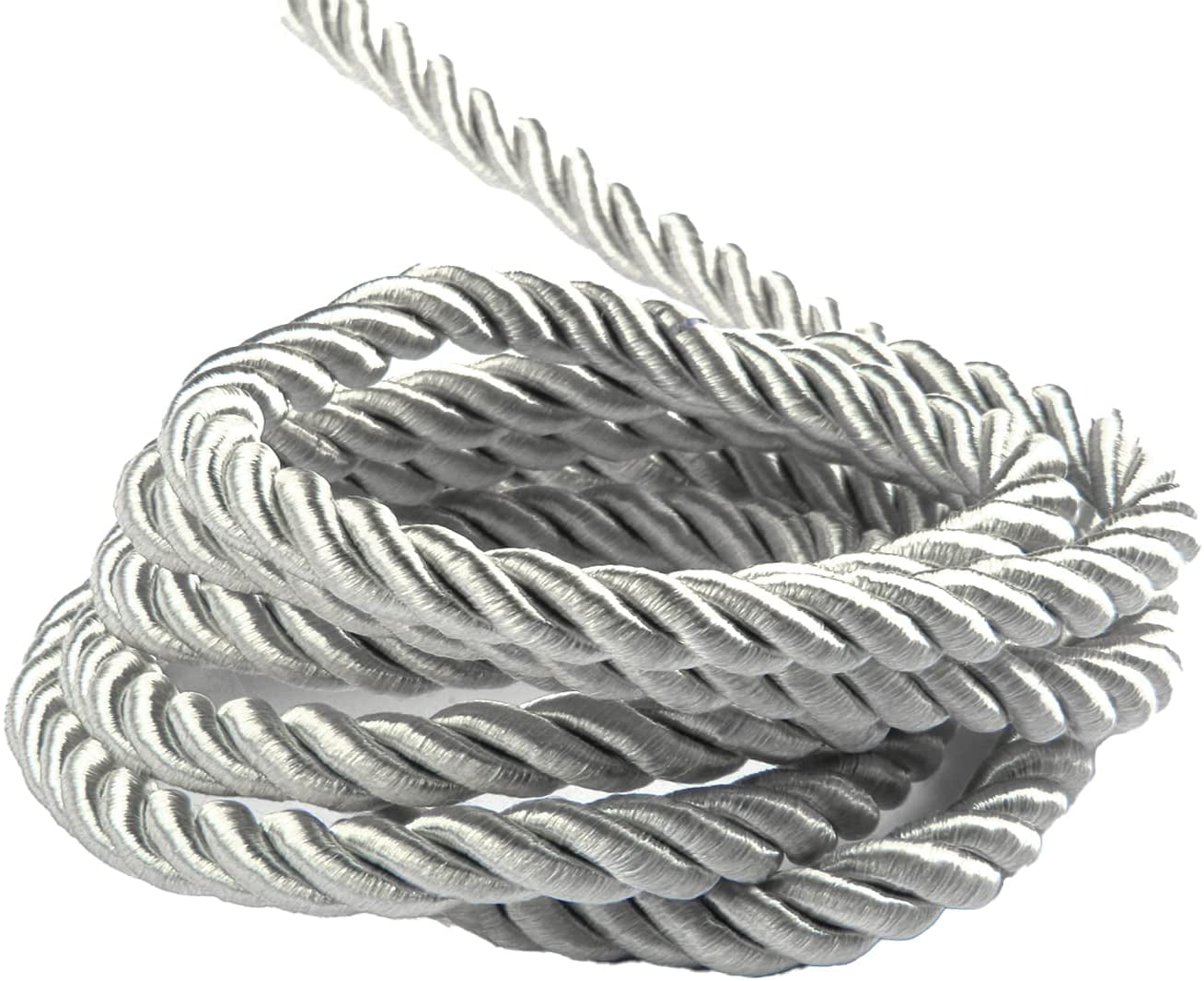 BEL AVENIR 9Yards Twisted Cord Wide 8mm Two Tone Silver Rope Craft Trim ...