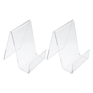6 PCS Acrylic Book Stand with Ledge, Clear Acrylic Display Easel ...