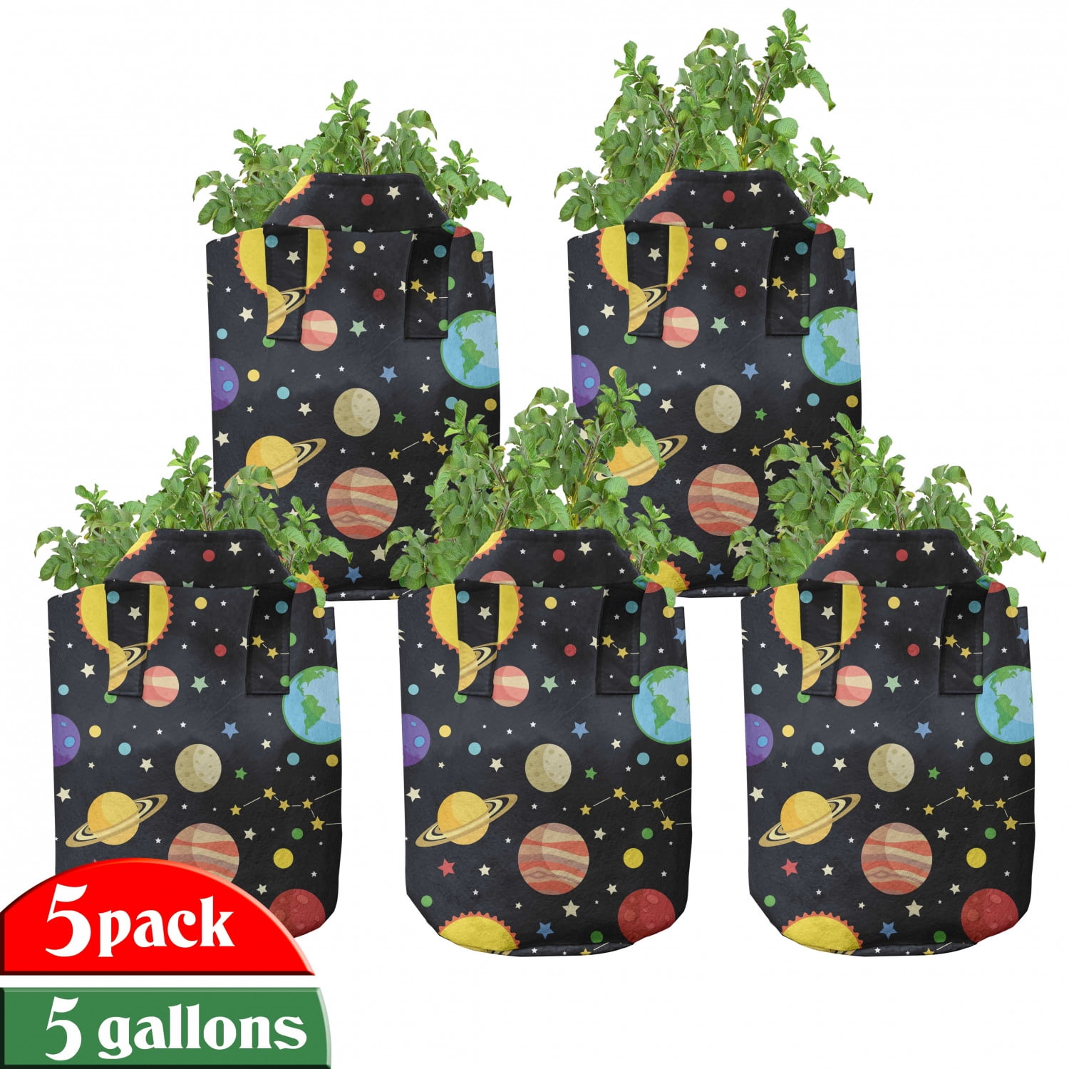 Space Grow Bags 5-Pack, Sun Earth Constellations, Heavyduty Fabric Pots ...