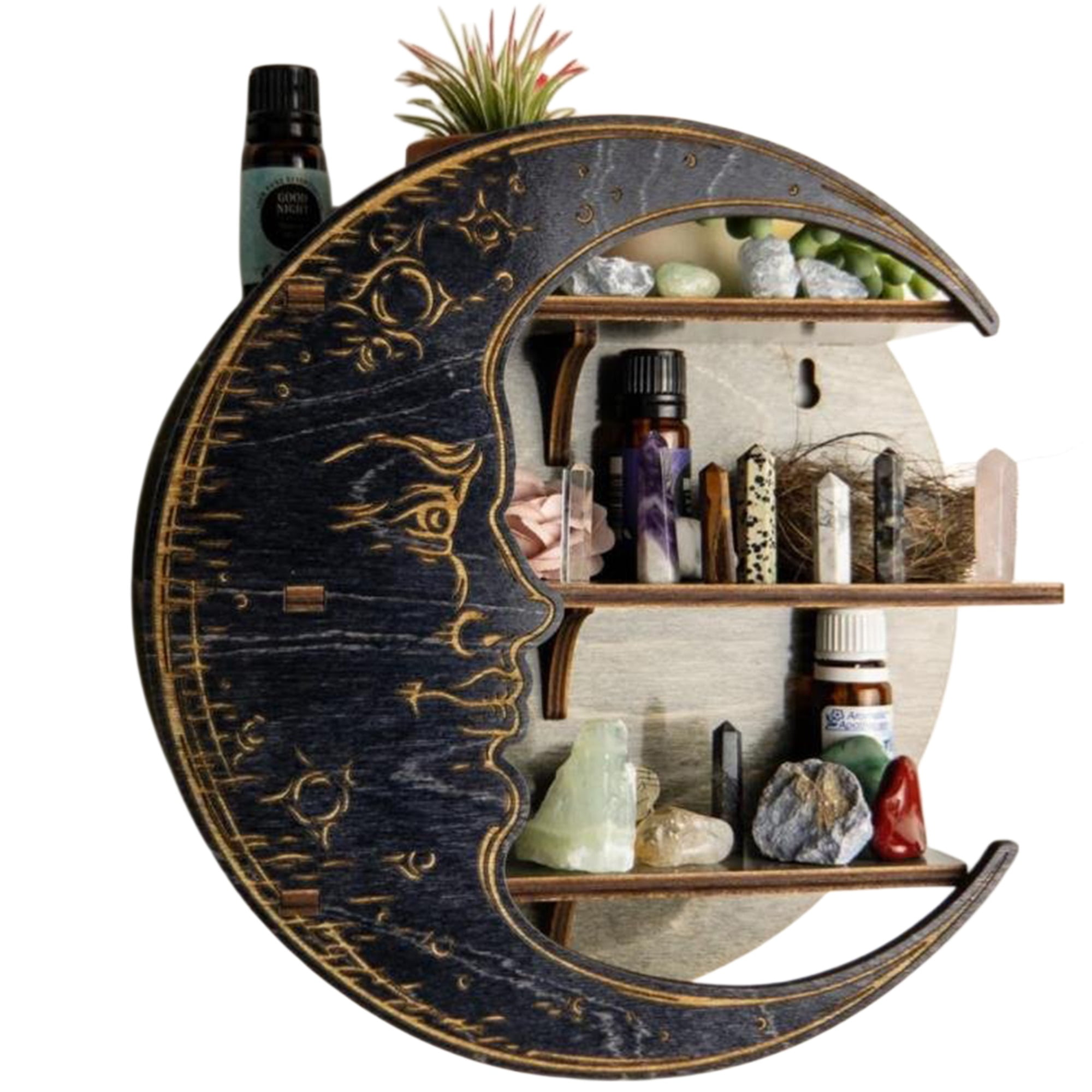 Franhais Crescent Frame, Crystal Stones Essential Oils Organizer,Three ...