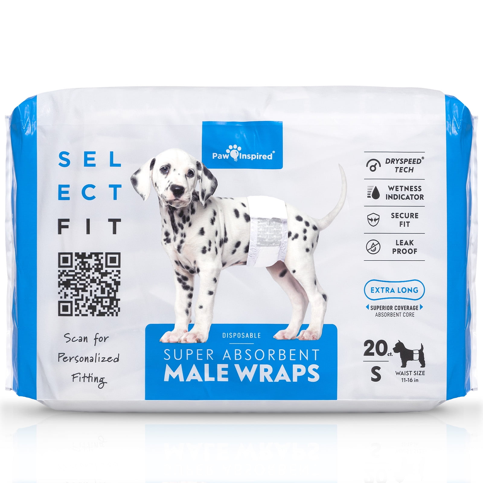 Paw Inspired Select Fit Disposable Male Wrap | Belly Band for Male Dogs ...