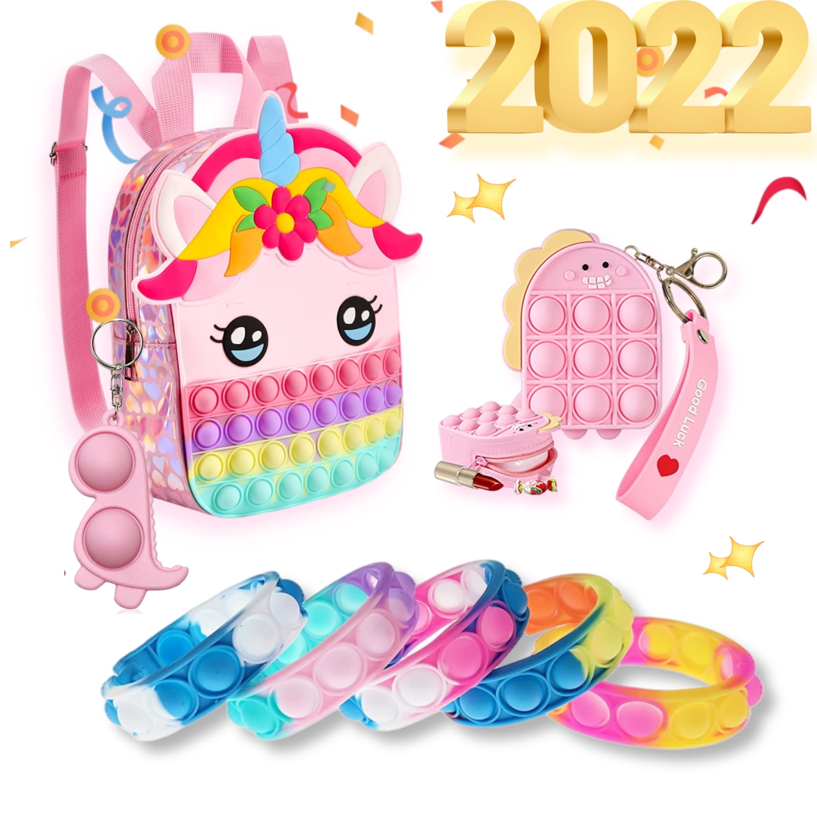 8 Pcs Pop Purse Fidget Toys for Girls Boys Push Bubble Sensory Set ...