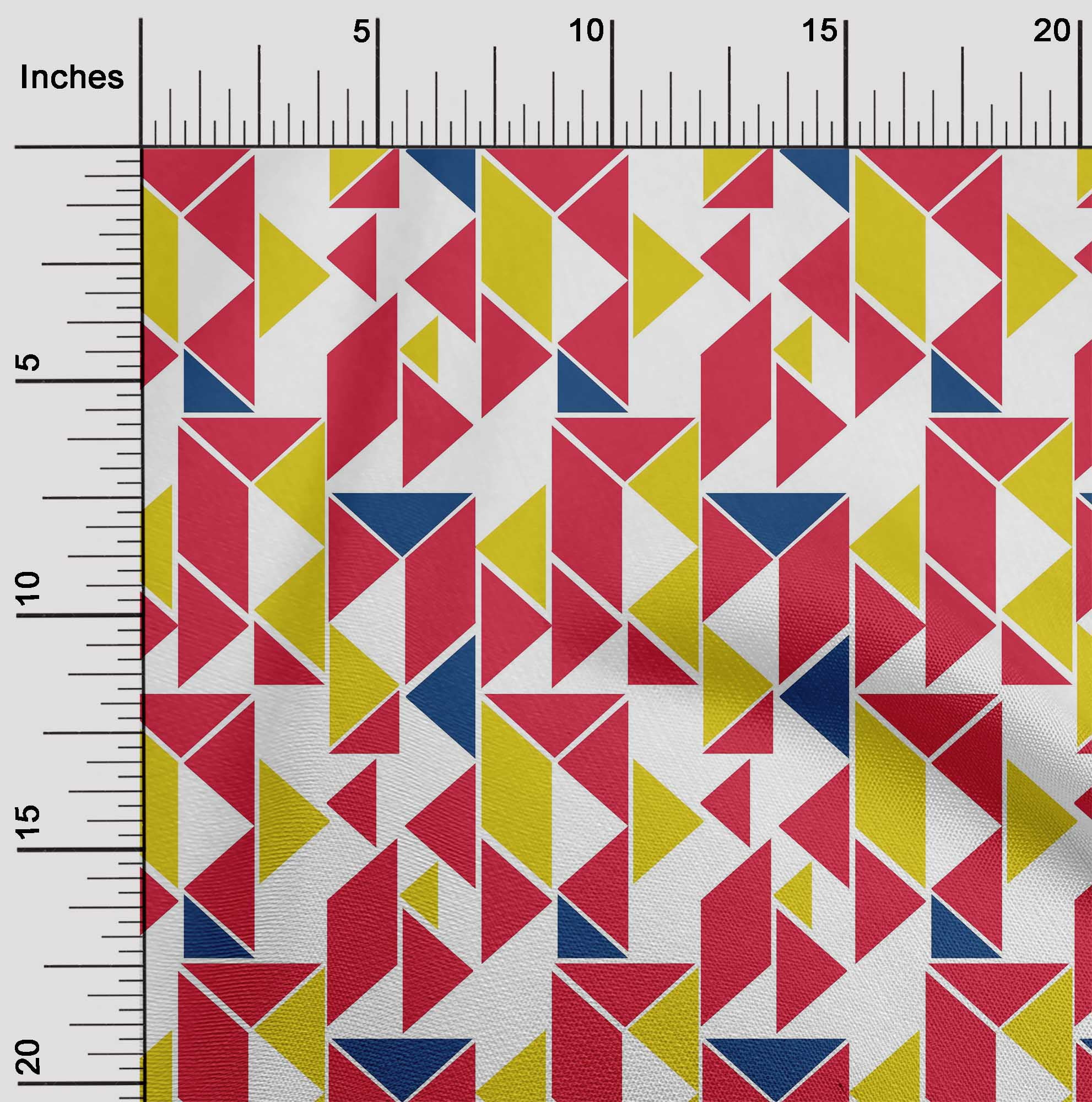 oneOone Silk Tabby Fabric Parallelogram & Triangle Geometric Print ...