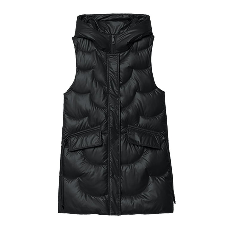 CAICJ98 Women's Long Hooded Vest, High Neck Zipper, Quilted CAICJ98 Women's Long Hooded Vest, High Neck Zipper, Quilted