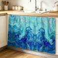 Abstract Marble Cabinet Curtains for Kitchen 28"W x 51"L, Turquoise ...