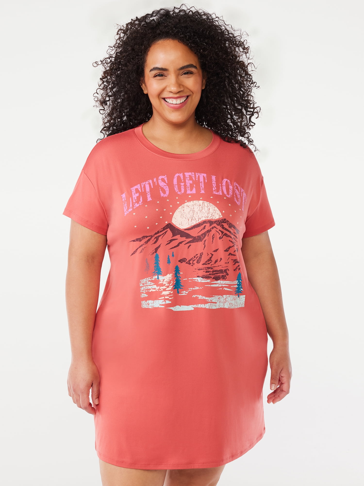 Joyspun Women's Print Sleepshirt with Pockets, Sizes S/M to 2X/3X ...