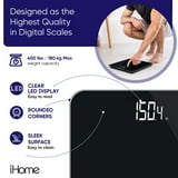 iHome Digital Battery Powered Bathroom Scale 397 lbs with Fit+ Personal ...