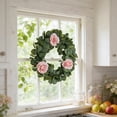 16.54in Artificial Greenery Wreath with Roses Year-Round - Low-Maintenance Front Door Wall Decor ...