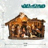 Wonder Garden 12.5 INCH Lighted Nativity Set Figurines with Moss ...