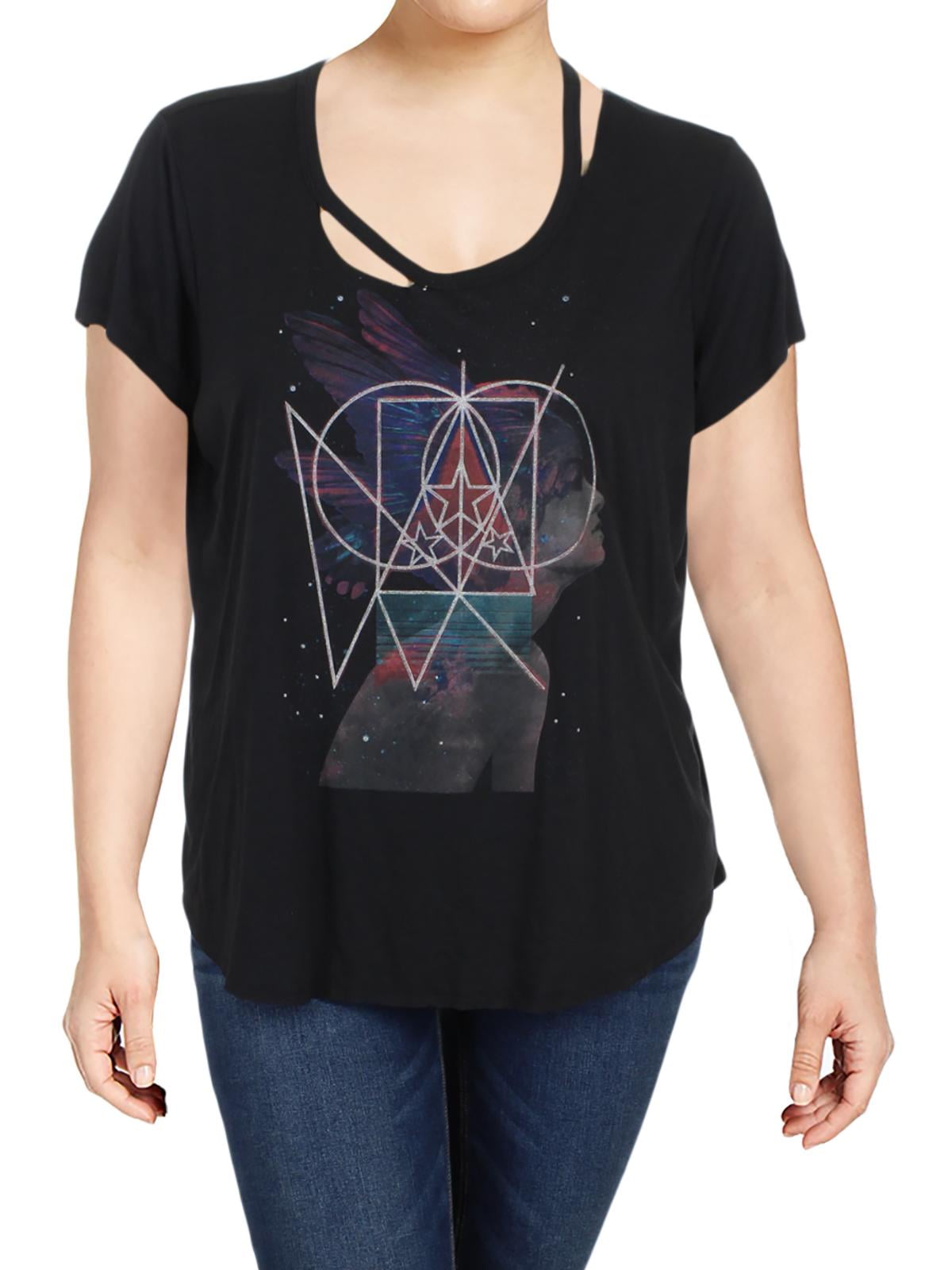 William Rast Womens Juniors Graphic Cutout Graphic T-Shirt - Walmart.com