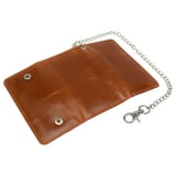 Men's RFID Signal Blocking Biker's Vintage Leather Long Tri-fold Silver ...