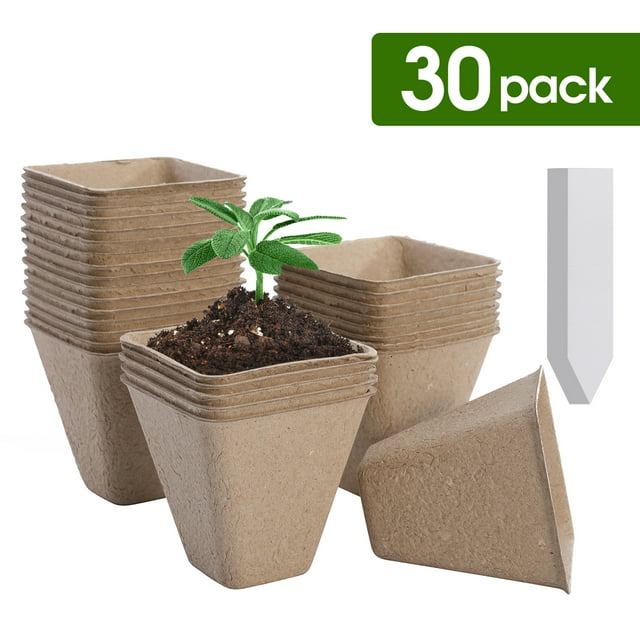 30 Packs Peat Pots Seed Starter Pots Biodegradable Eco-Friendly Organic ...