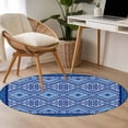 Bohemian Abstract Blue Floral 4FT Round Area Rugs Boho Tribal Ethnic ...