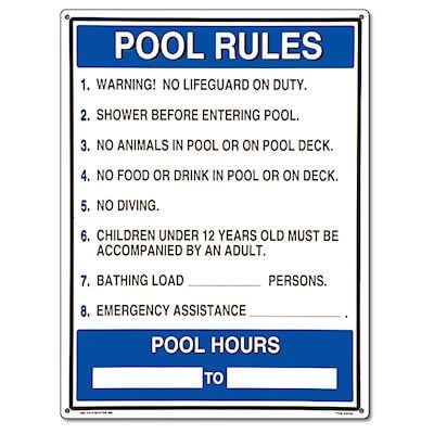Poolmaster "General Pool Rules" Sign for Residential or Commercial ...