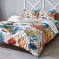 4 Piece Duvet Cover Set Full, Ocean Fish Colorful Coral Soft Breathable ...