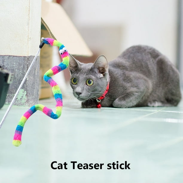 Lutabuo Funny Cat Stick w/ Crisp Bell Rainbow Caterpillar Kitten ...