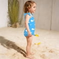 Blue White Whales Pattern Girls' One-Piece Swimsuit Bowknot Tie ...