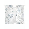 Country Botanical Green Blue Chiffon Sheer Curtains 72 Inches Long ...