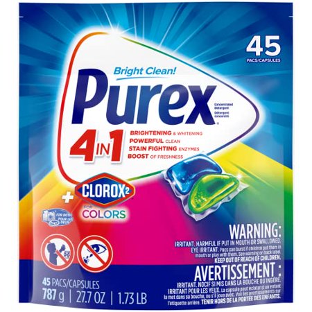 Purex 4-in-1 Plus clorox2 laundry detergent pacs, original fresh, 45 ...