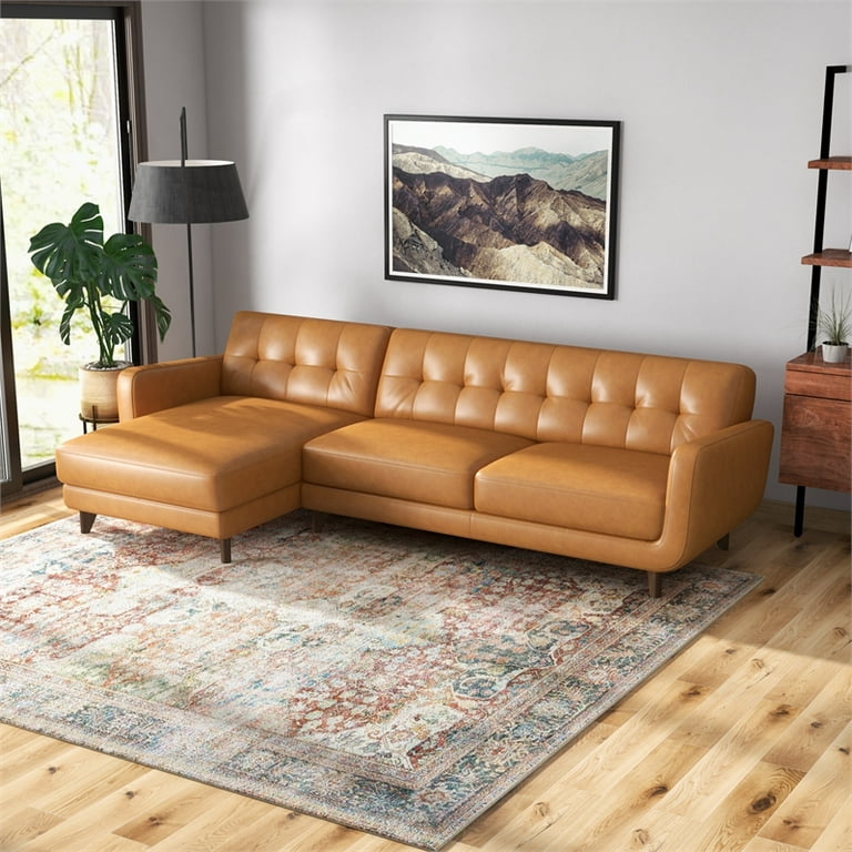 Genuine Leather Sectional Sofa With Chaise | Cabinets Matttroy