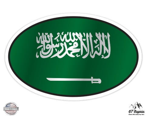 Saudi Arabia Flag Oval - 12" Vinyl Sticker Waterproof Decal - Walmart.com