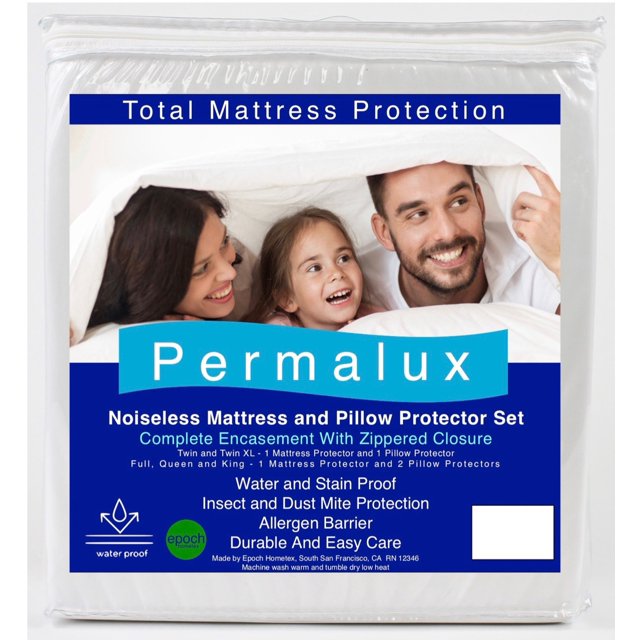 Permalux 2-Piece Waterproof Encasement Basic Bed Protector Set ...