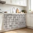 Beige Brick Wall Cabinet Curtains for Shelves, Retro Country Stone ...