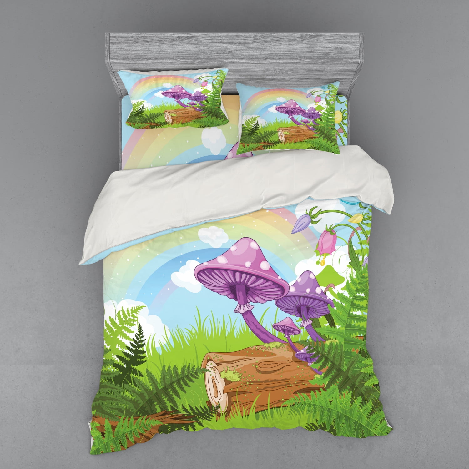 Ambesonne Fantasy Bedding Set 4 Pcs, Woods Grass Cartoon Art, Queen ...