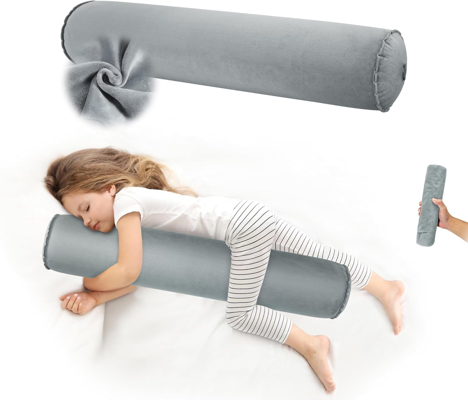AIR-Inflatable Long Bolster Body Pillow for Adults Kids,Round Cervical ...