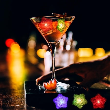 LINLIN LED Ice Cubes for Drinks,Star Shape Ice Cubes Liquid Sensor ...