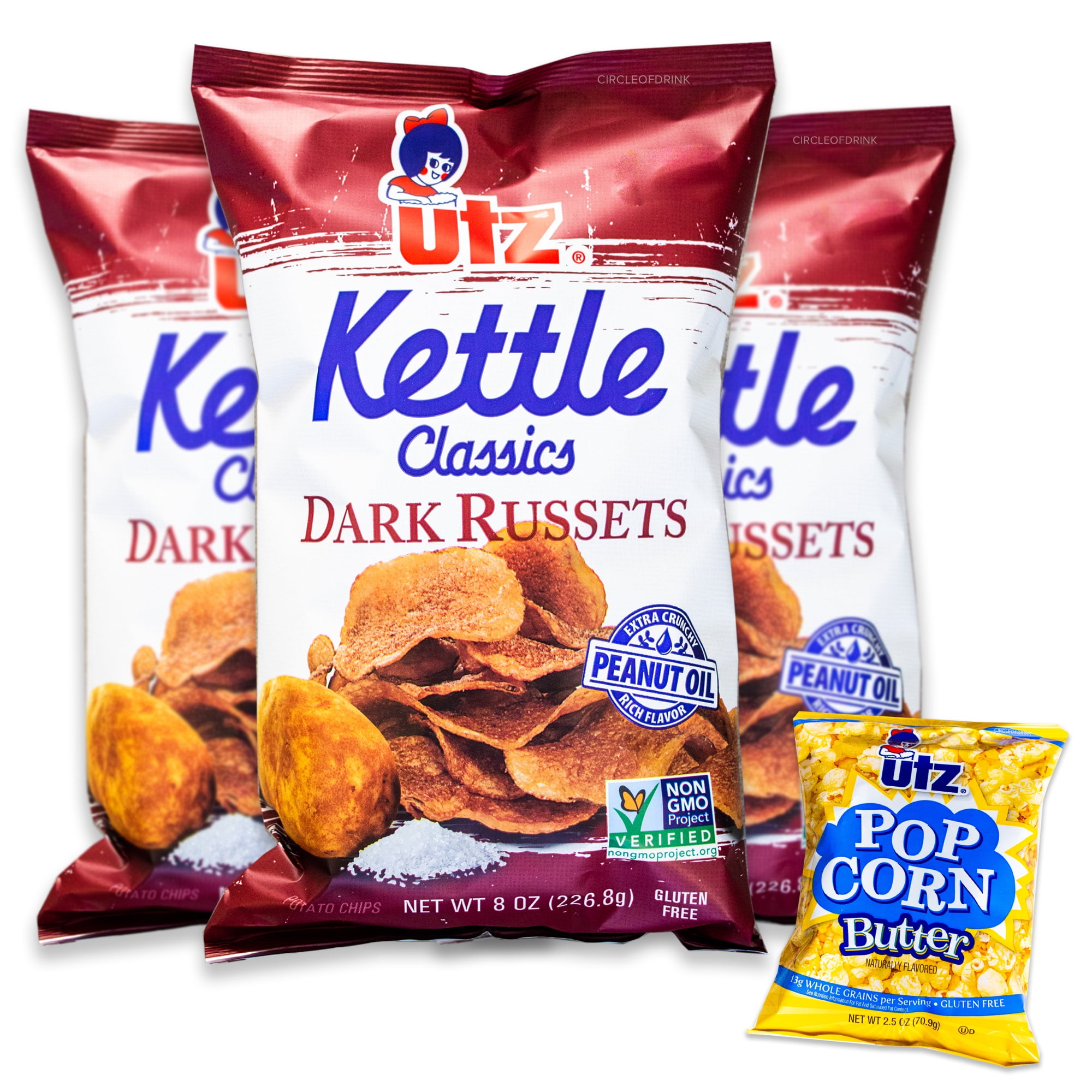 Utz Dark Russets Kettle Potato Chips (3, 8oz bag) - Variety Pack - Utz ...