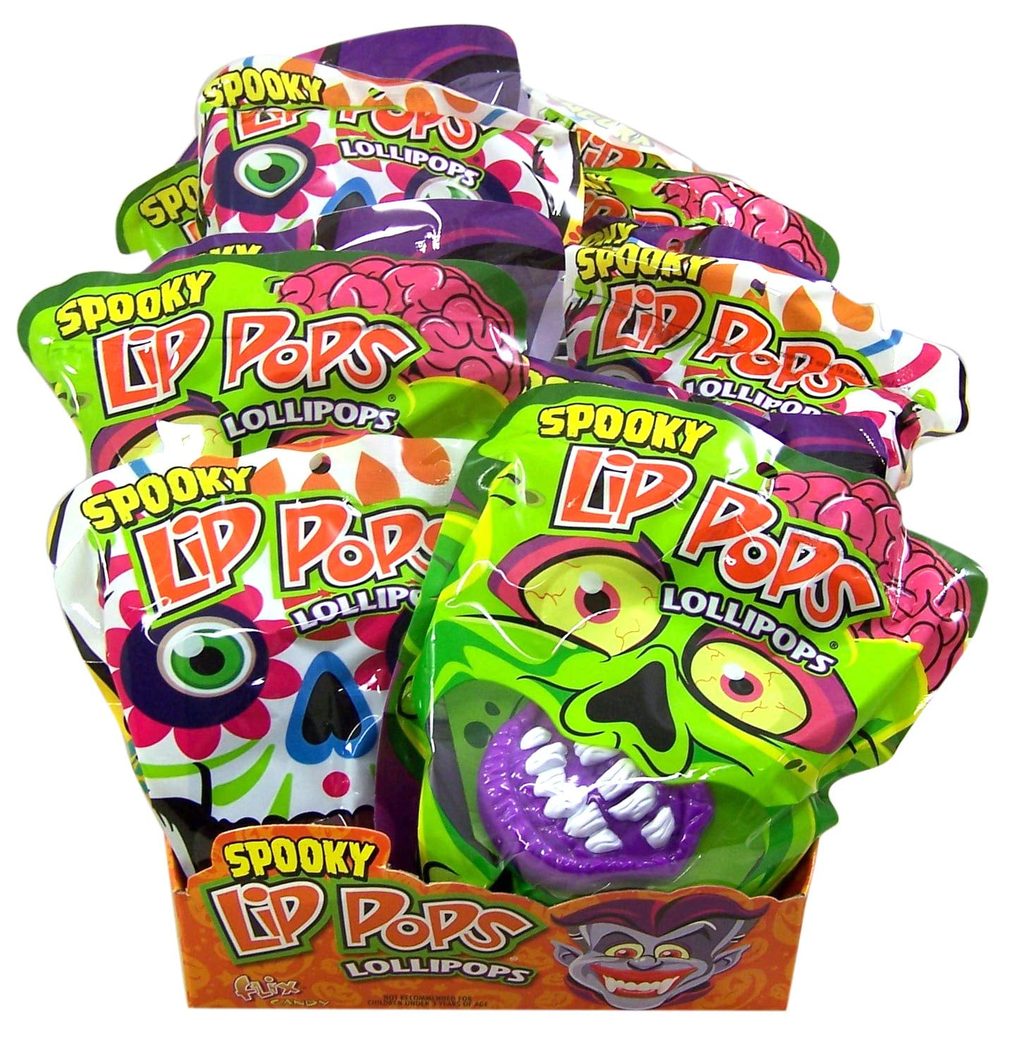 Halloween Spooky Lips Lip Pop Fruit Flavored Lollipops, Pack of 12 ...
