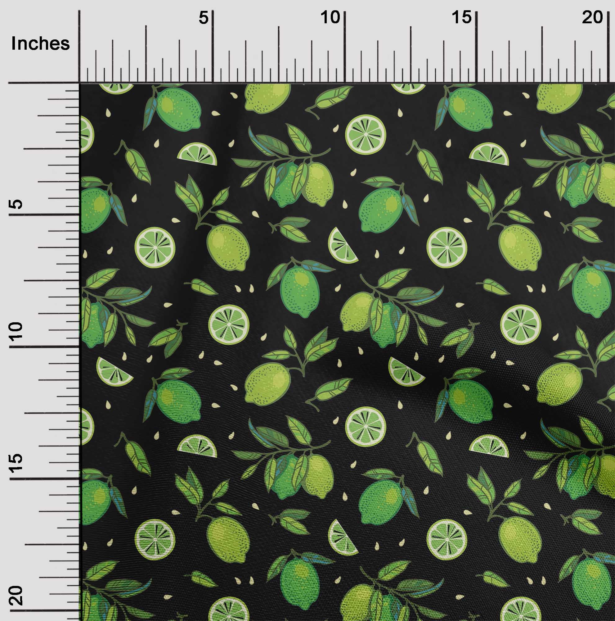 oneOone Cotton Poplin Black Fabric Lemon Vegetable Sewing Material ...