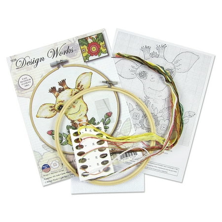 Design Works Counted Cross Stitch Kit 8" Round-Giraffe (11 Count ...