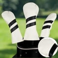 3Pcs PU Leather Golfs Club Head Cover Golfs Driver Headcover Stripe ...