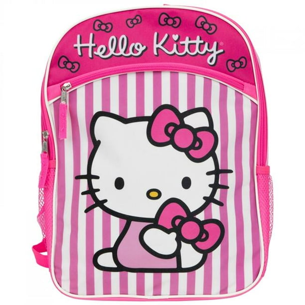 Hello Kitty Backpack 16" Sanrio Front Zipper Pocket Pink GIrls Kids ...
