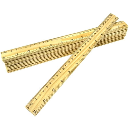18PCS Wood Rulers 2 Scale Wooden Measuring Rulers School Office Rulers ...