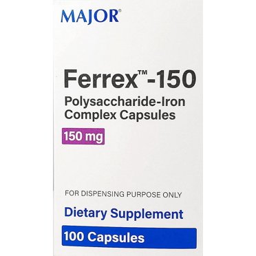 Major Ferrex-150 MG Iron Supplement, Polysaccharide-iron Complex 100 ...