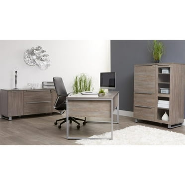 Bestar Pro-Concept Plus U-Desk with Frosted Glass Door Hutch in White ...