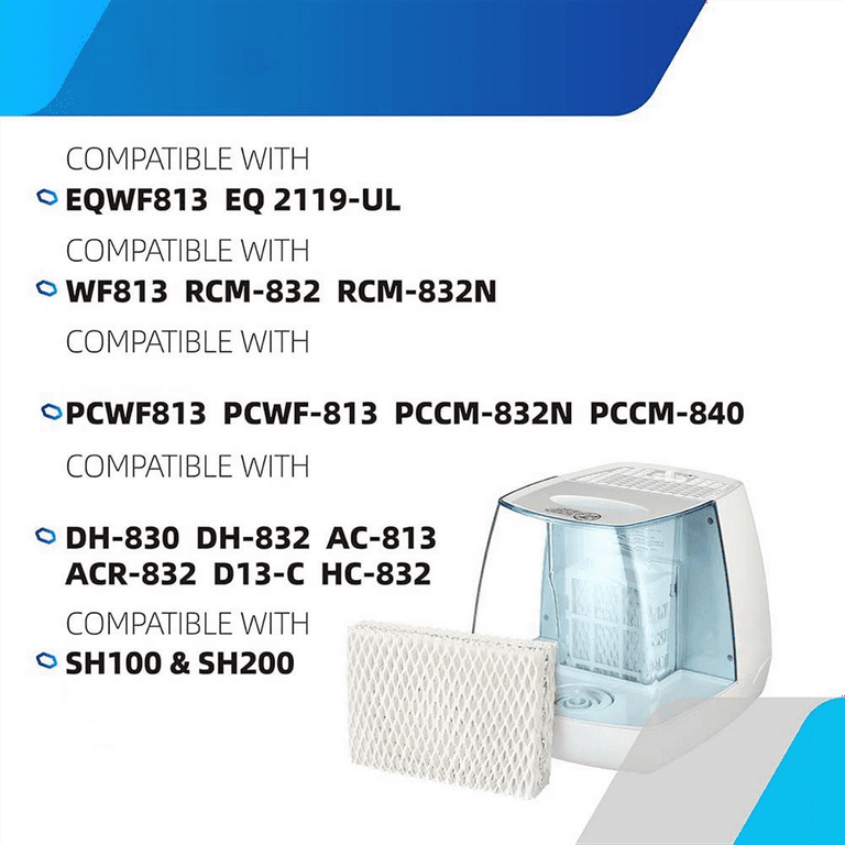 Deeaataa WF813 Humidifier Replacement Filters Compatible with RCM832 Wood Pulp Paper 4 Pack