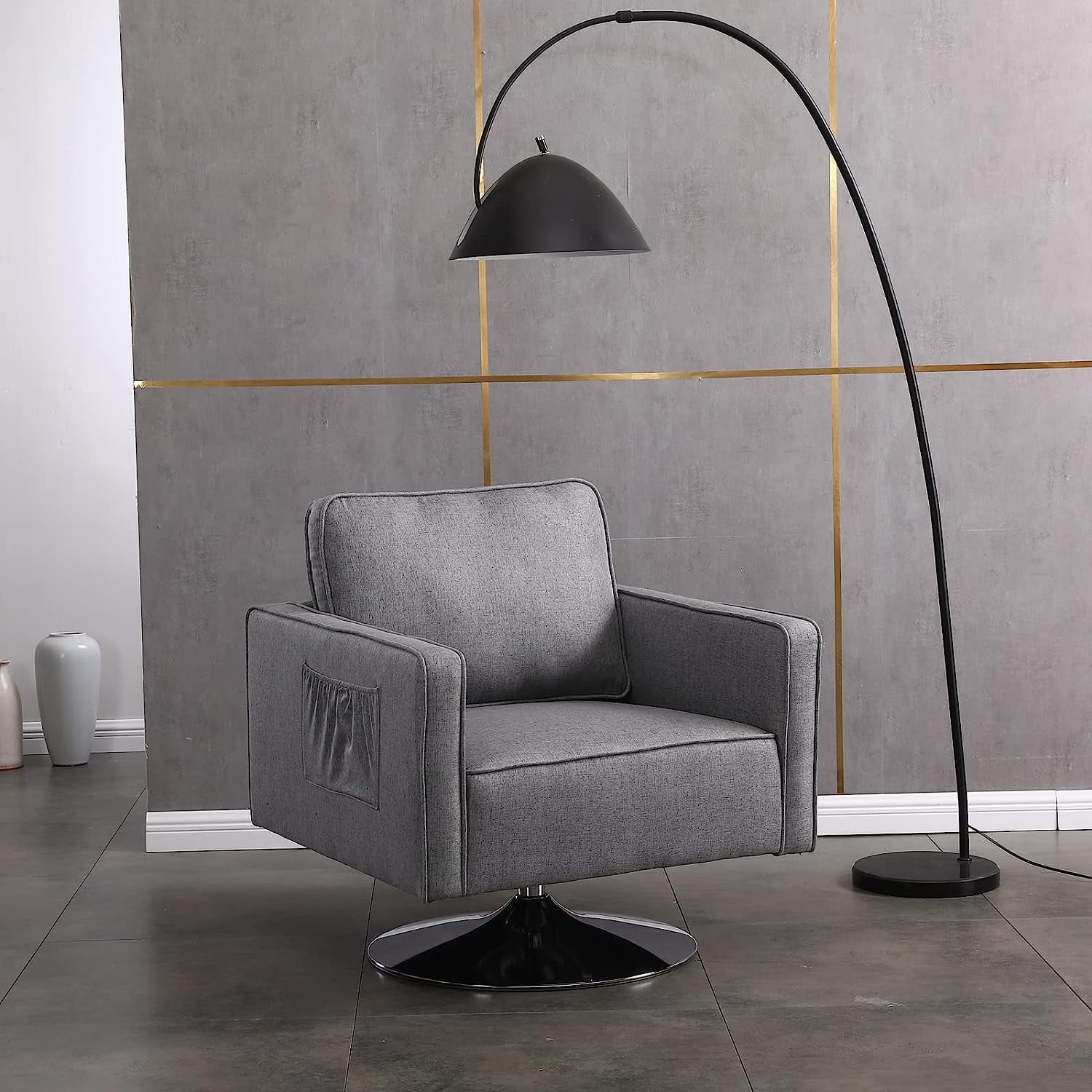 Tabaray Swivel Accent Chair,Modern Arm Chairs with Side Pocket,Cushion ...