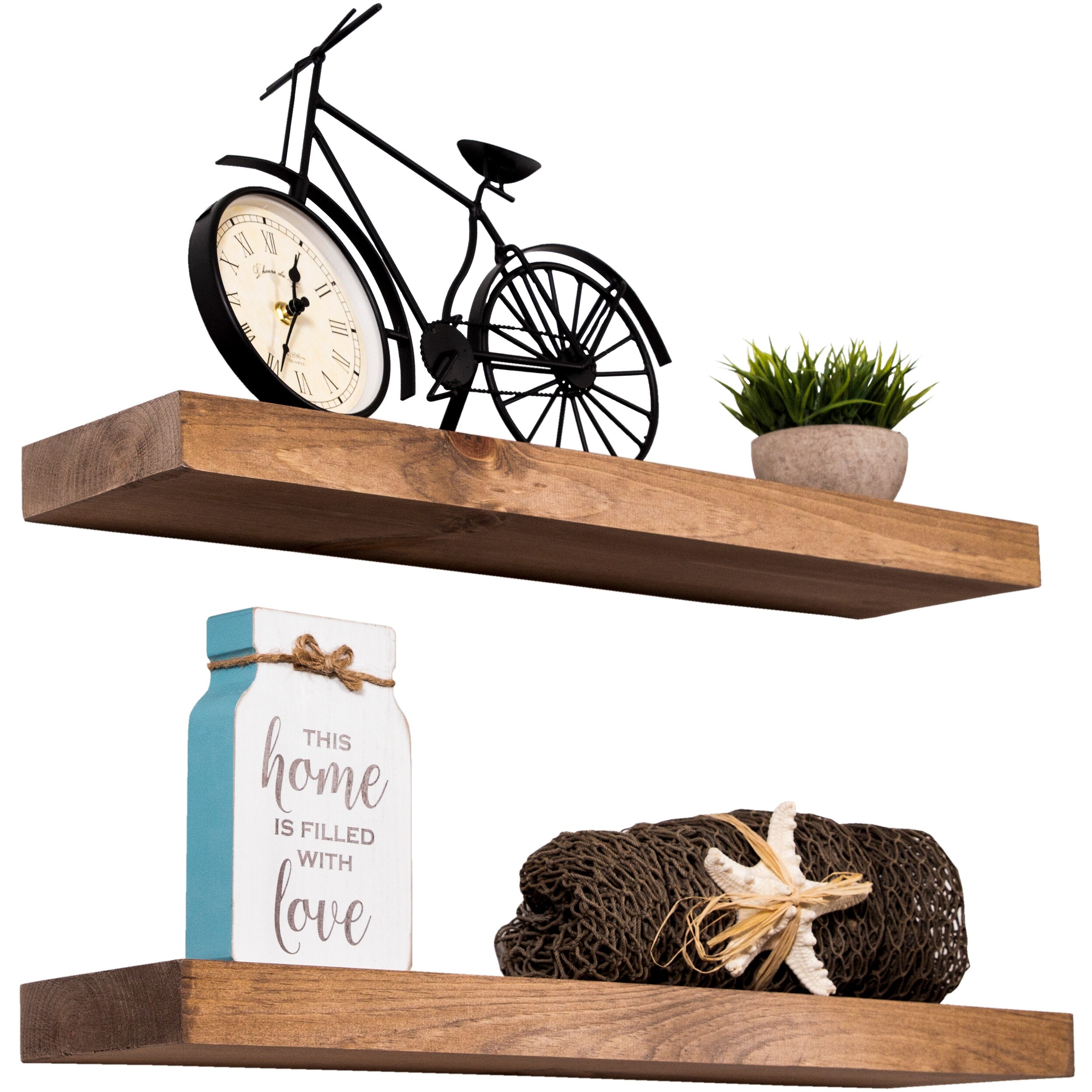 Imperative Décor Rustic Wooden Floating Wall Shelves (Set of 2) Special ...
