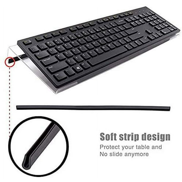 Clear Acrylic Keyboard Stand/Riser with Rubber Strip for Easy Ergonomic ...