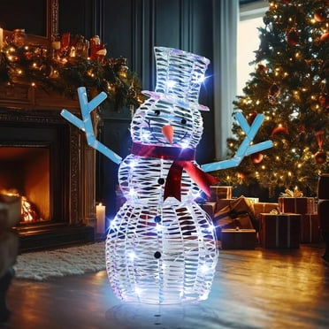 Ktaxon 5FT Snowman Christmas Lighted Snowman with Broom Outdoor ...