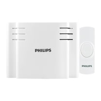 Philips Battery-Operated 8-Melody Doorbell Kit, One Push Button, White ...