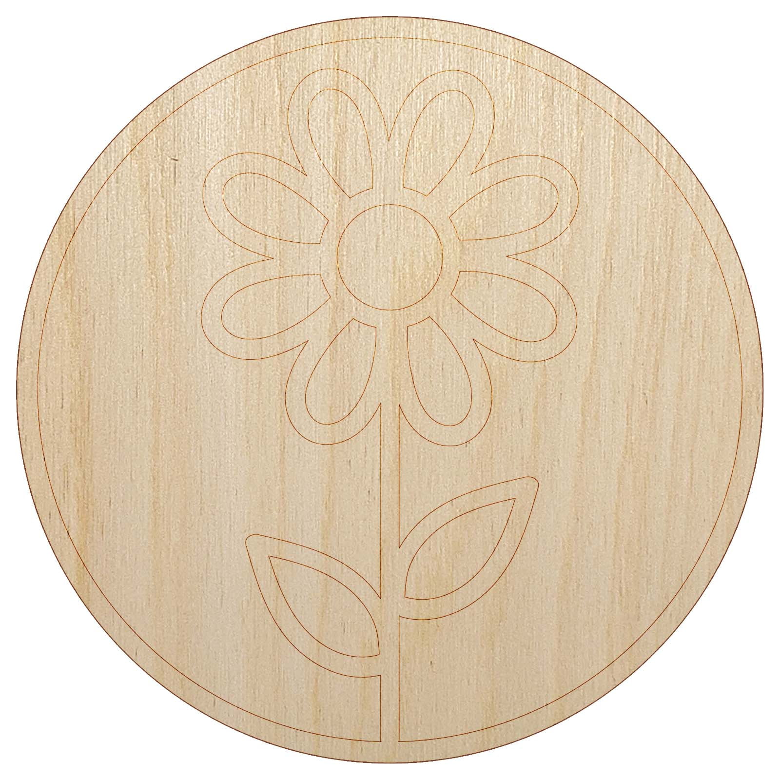 Daisy Flower in Circle Wood Shape Unfinished Piece Cutout Craft DIY ...