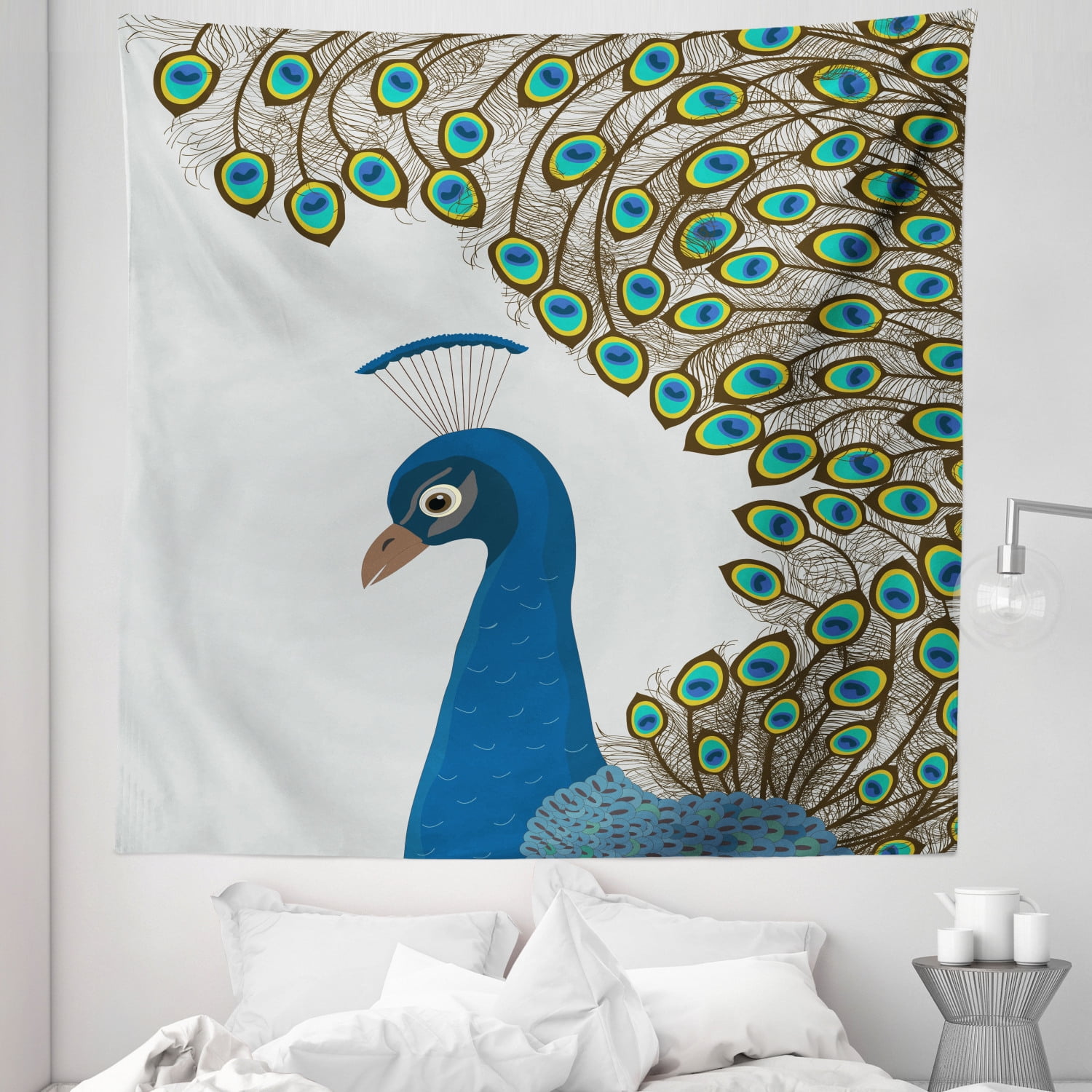 Peacock Tapestry, Illustration of Peacock Bird Forming a Frame with Its ...